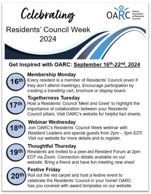 Residents' Council Week | OARC - Ontario Association of Residents' Councils